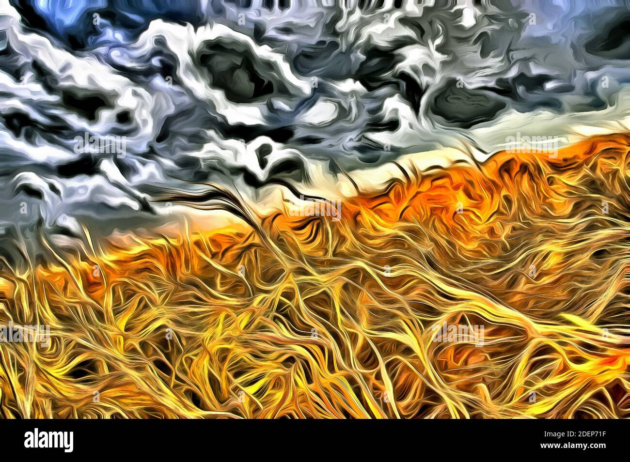 Impressionism. Painting of field of wheat. 3D rendering Stock Photo - Alamy
