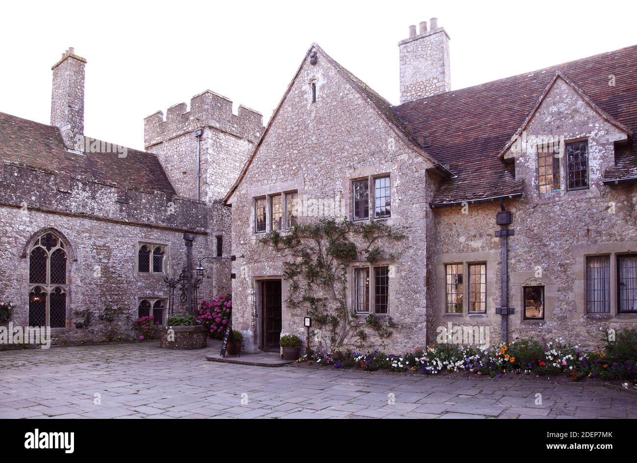 Lympne Castle medieval courtyard, Kent Stock Photo - Alamy