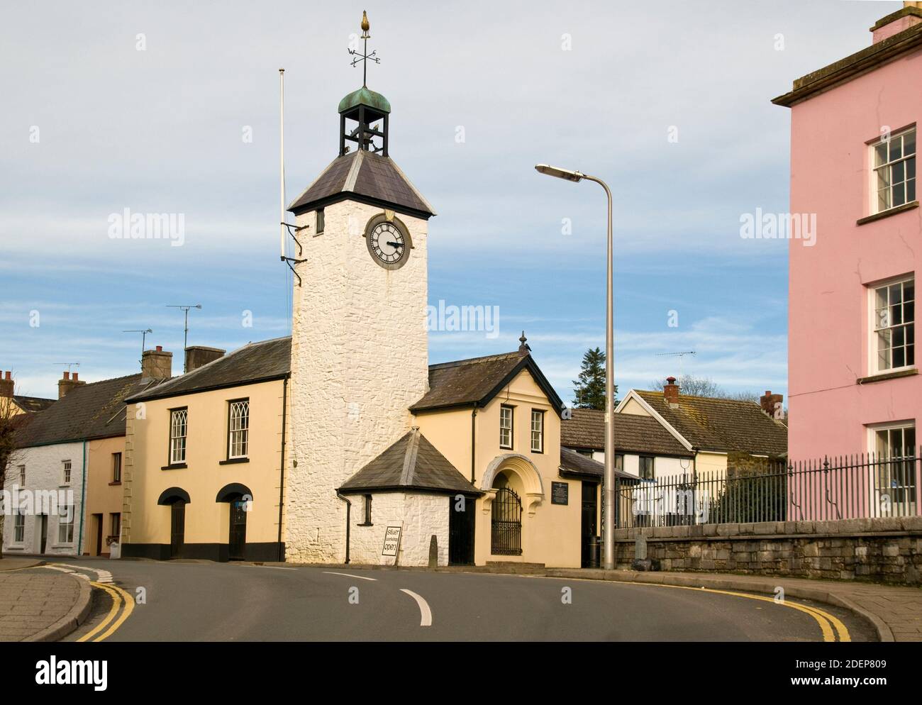 The old Town Hall in Laugharne, South Wales Stock Photo - Alamy