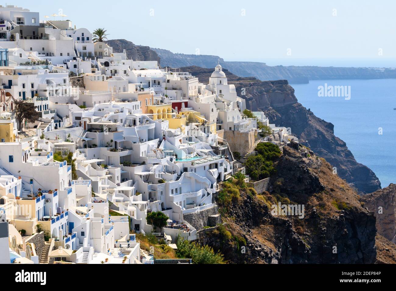 Traditional Cycladic architecture in Fira, Santorini. Cyclades Islands ...