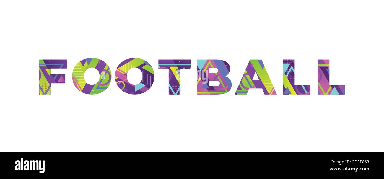 The word FOOTBALL concept written in colorful retro shapes and colors ...