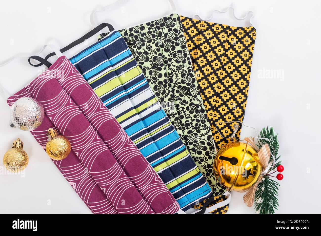 handmade colorful face masks isolated on a white background Stock Photo ...