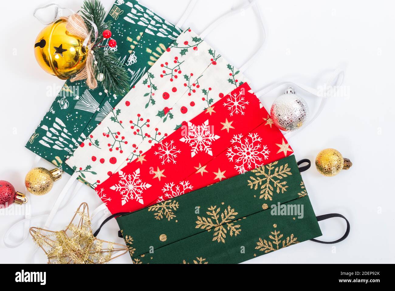 handmade colorful face masks isolated on a white background Stock Photo ...