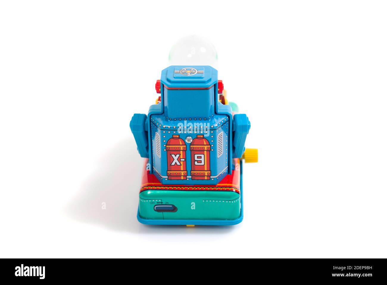 Vintage tin robot toy isolated on a white background Stock Photo - Alamy