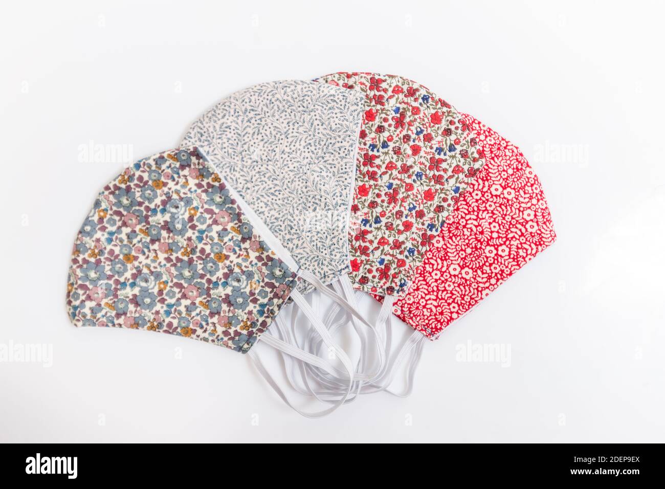 handmade colorful face masks isolated on a white background Stock Photo ...