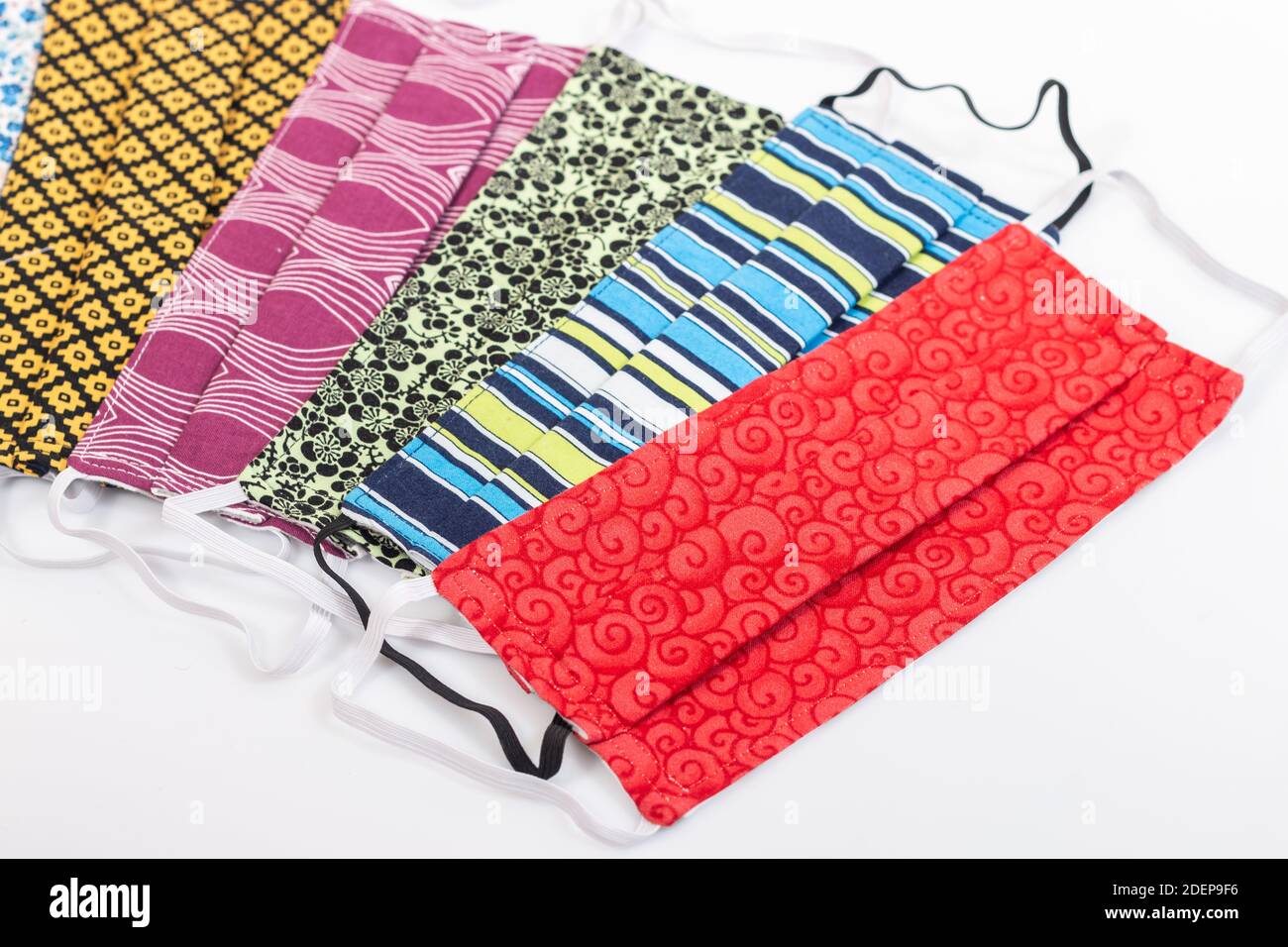 handmade colorful face masks isolated on a white background Stock Photo ...