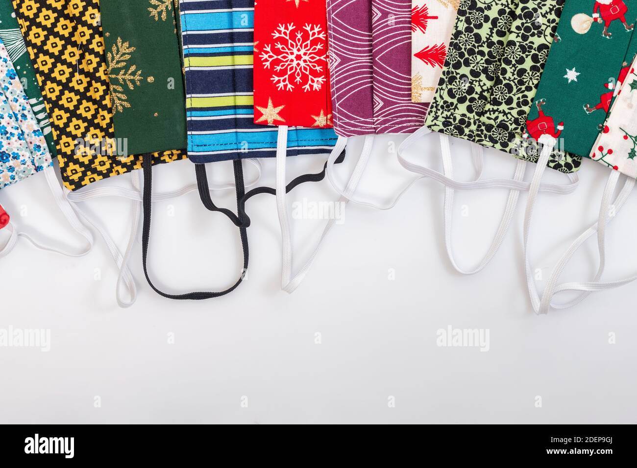 handmade colorful face masks isolated on a white background Stock Photo ...