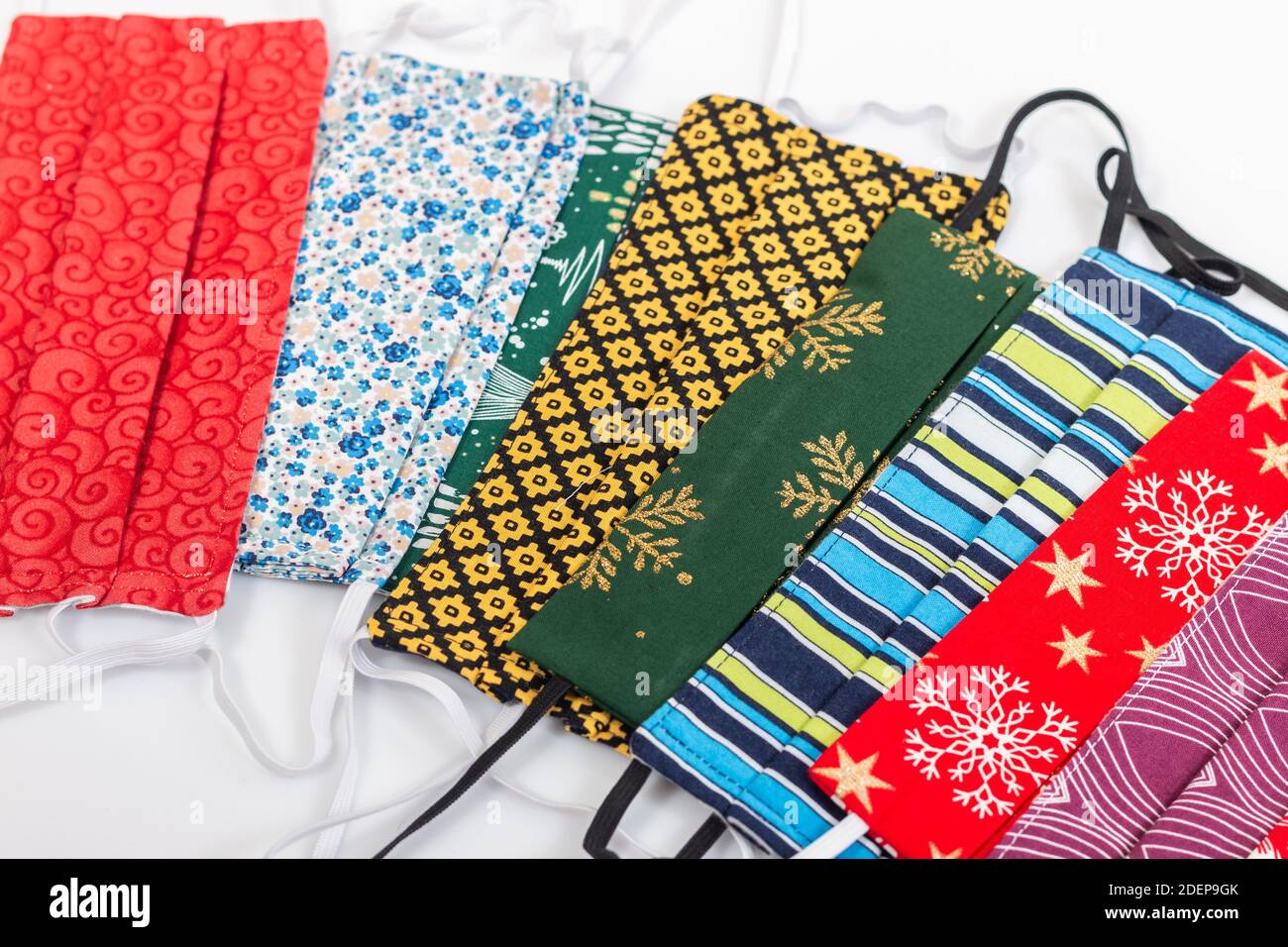 handmade colorful face masks isolated on a white background Stock Photo ...