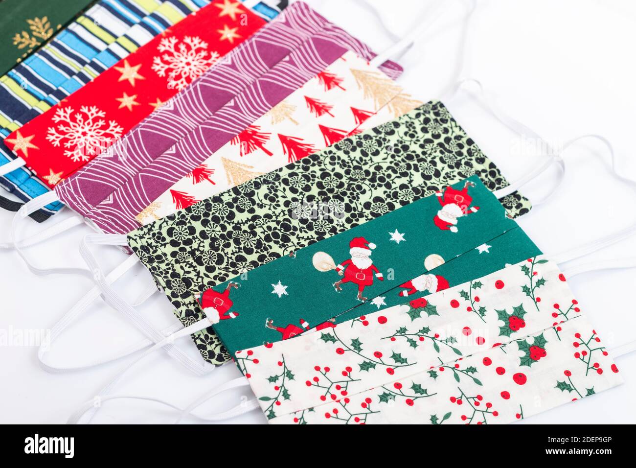 handmade colorful face masks isolated on a white background Stock Photo ...