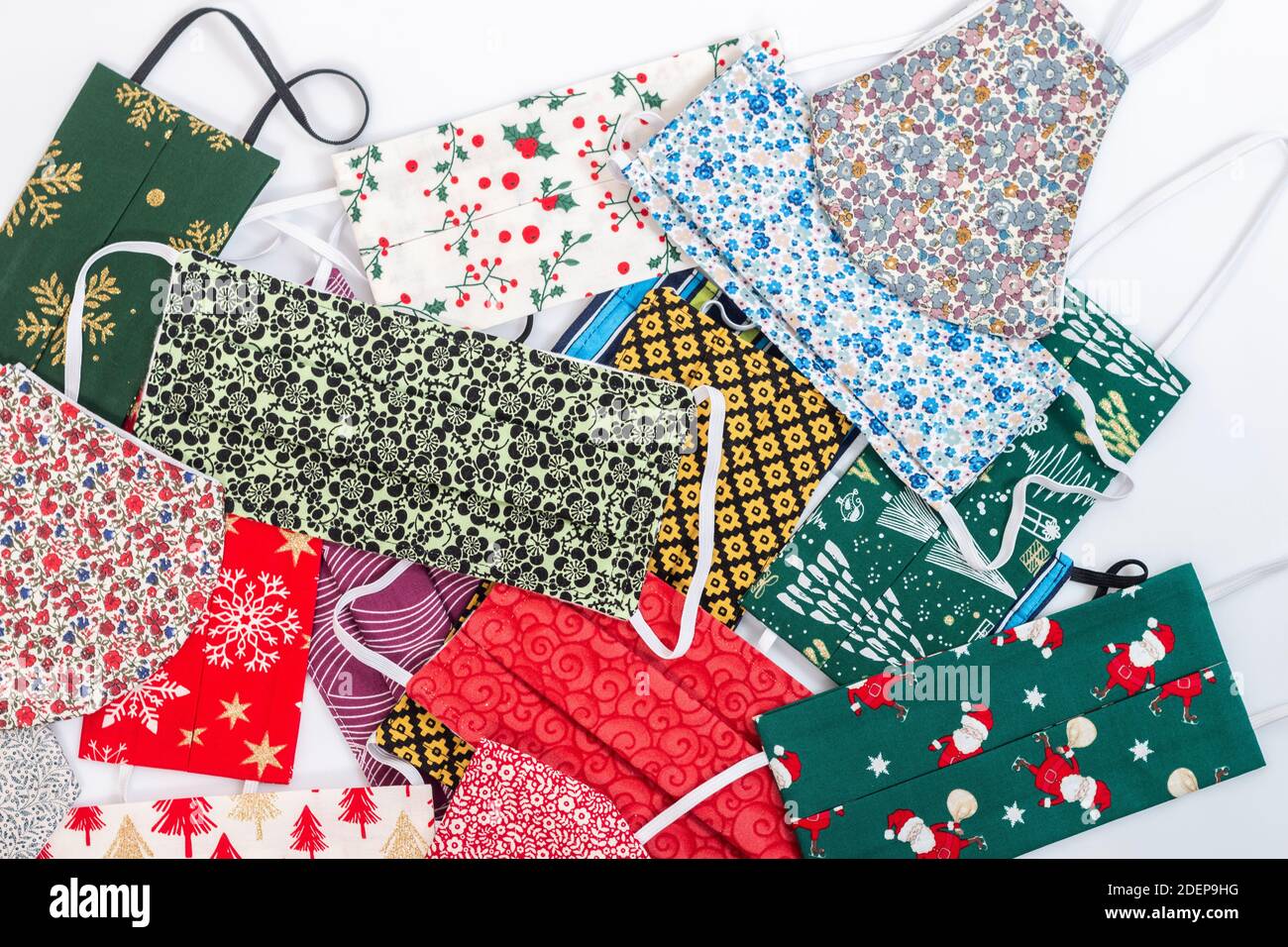 handmade colorful face masks isolated on a white background Stock Photo ...