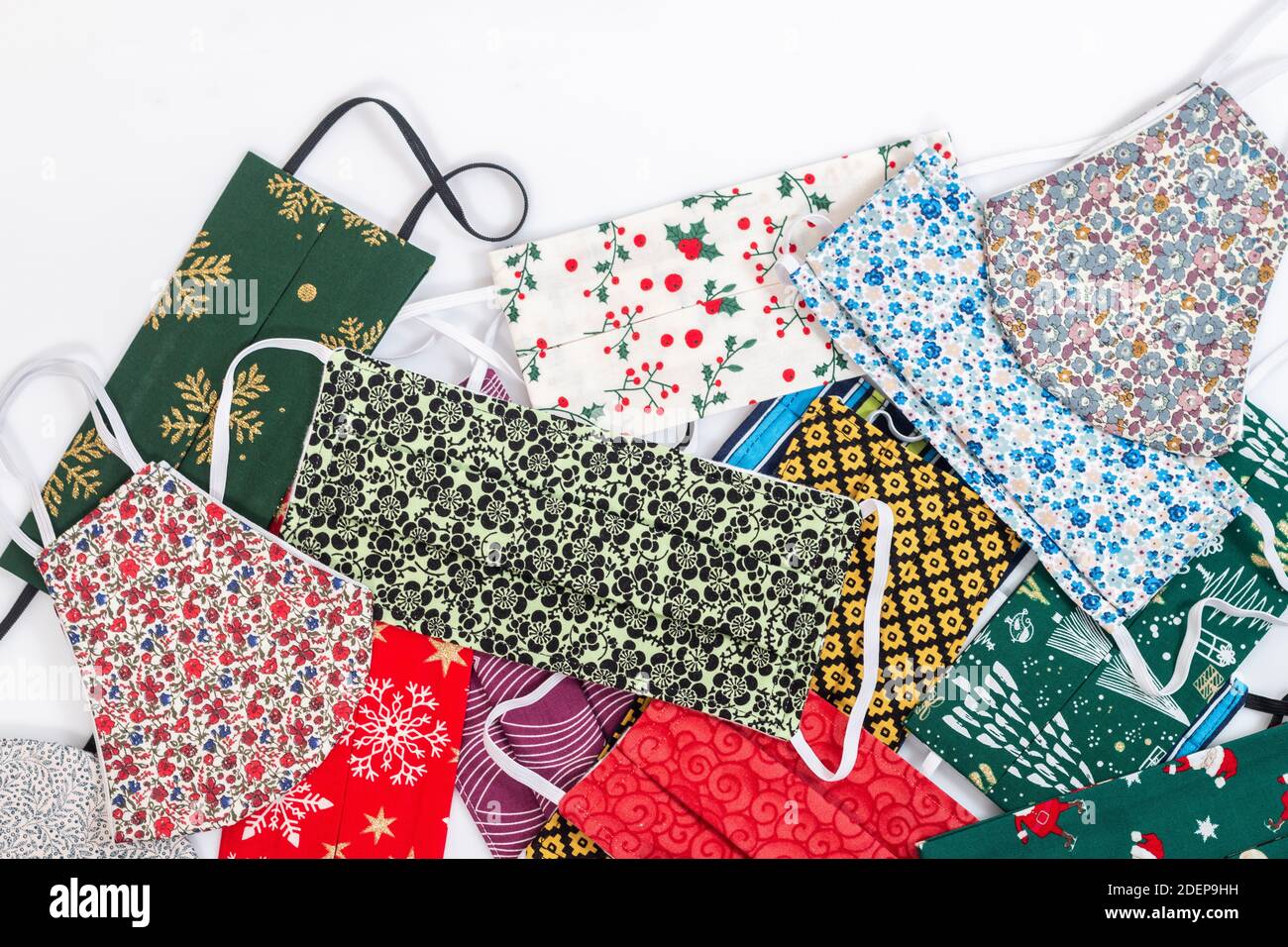 handmade colorful face masks isolated on a white background Stock Photo ...