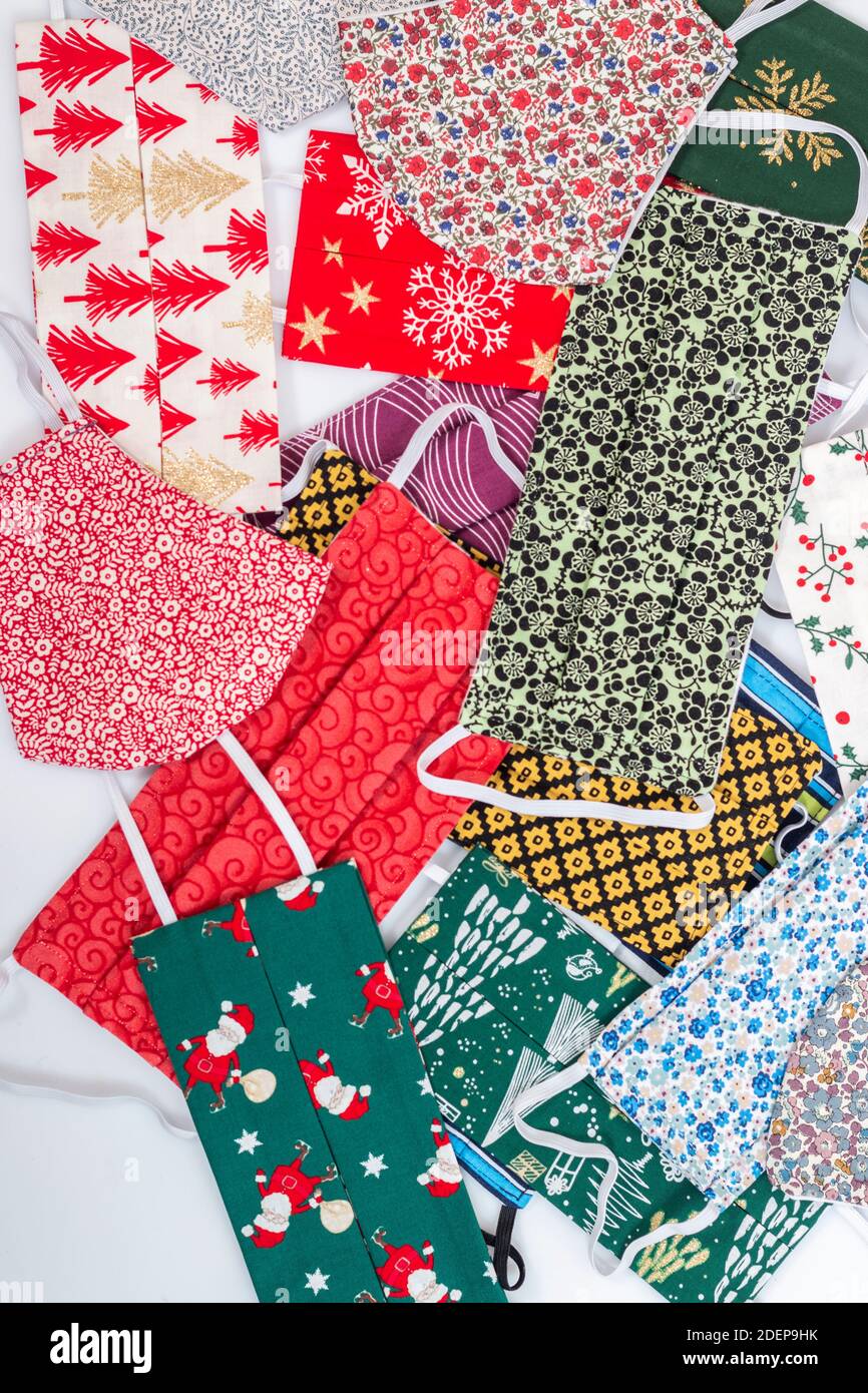 handmade colorful face masks isolated on a white background Stock Photo ...