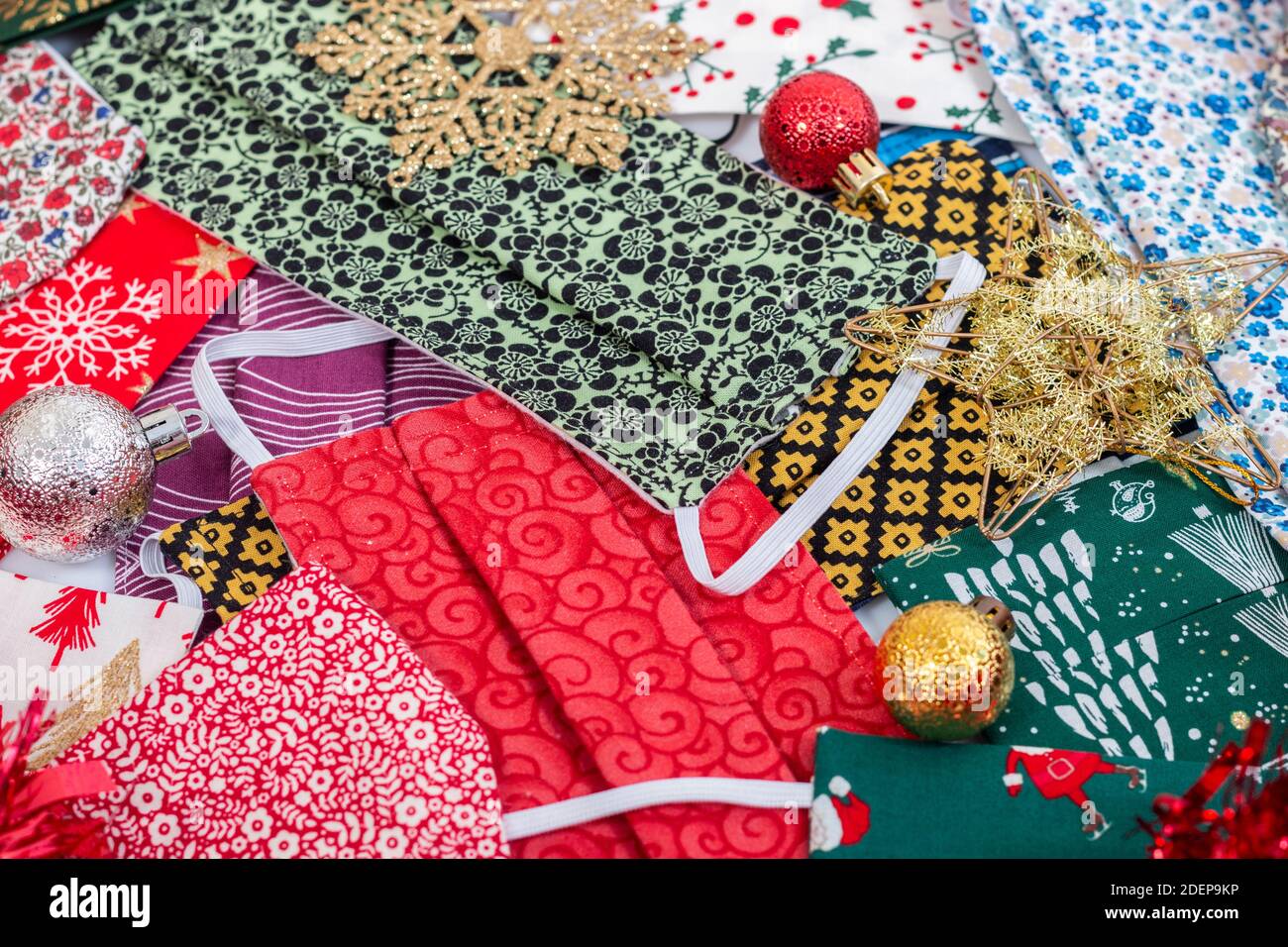 handmade colorful face masks isolated on a white background Stock Photo ...