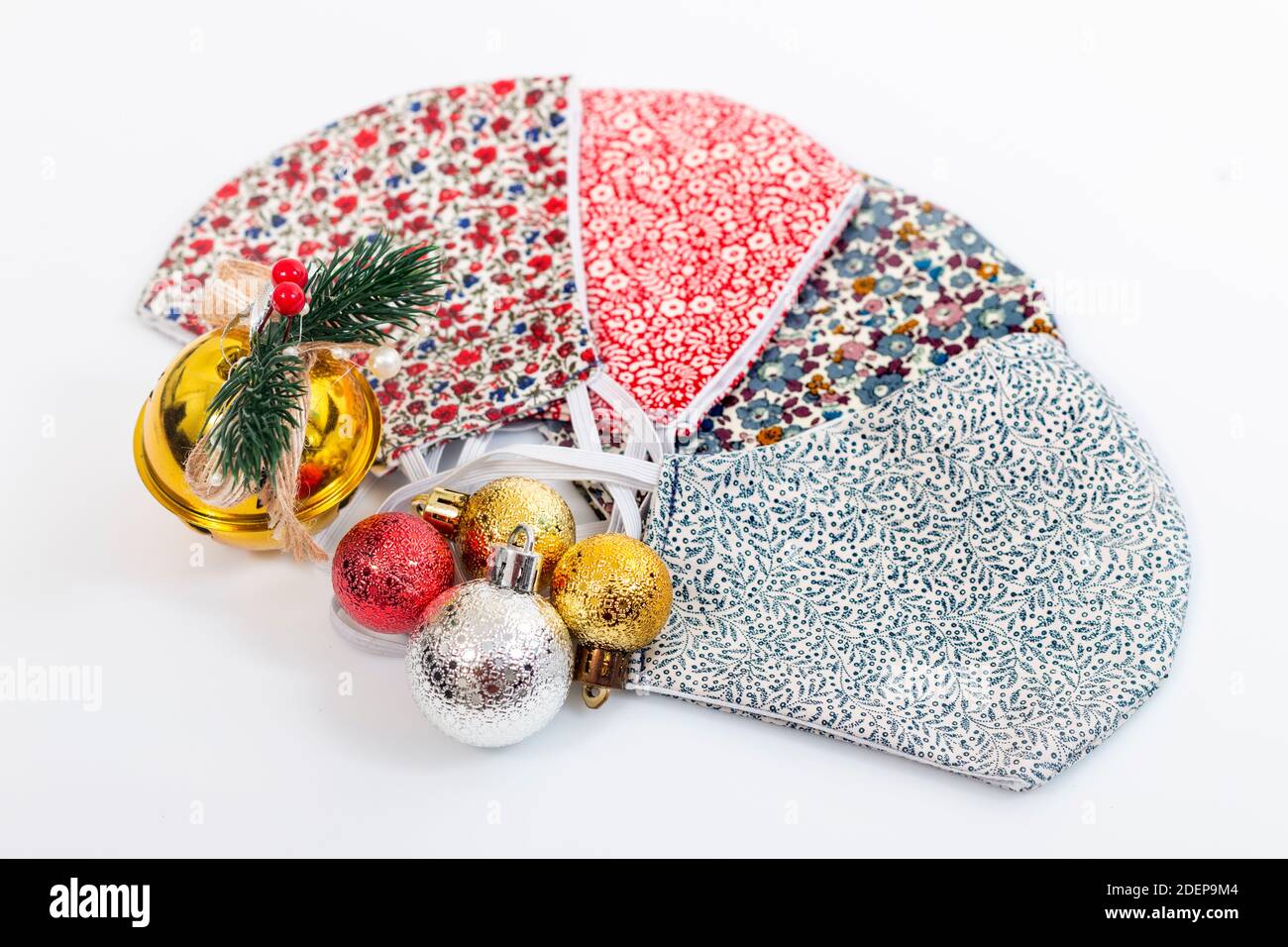 handmade colorful face masks isolated on a white background Stock Photo ...