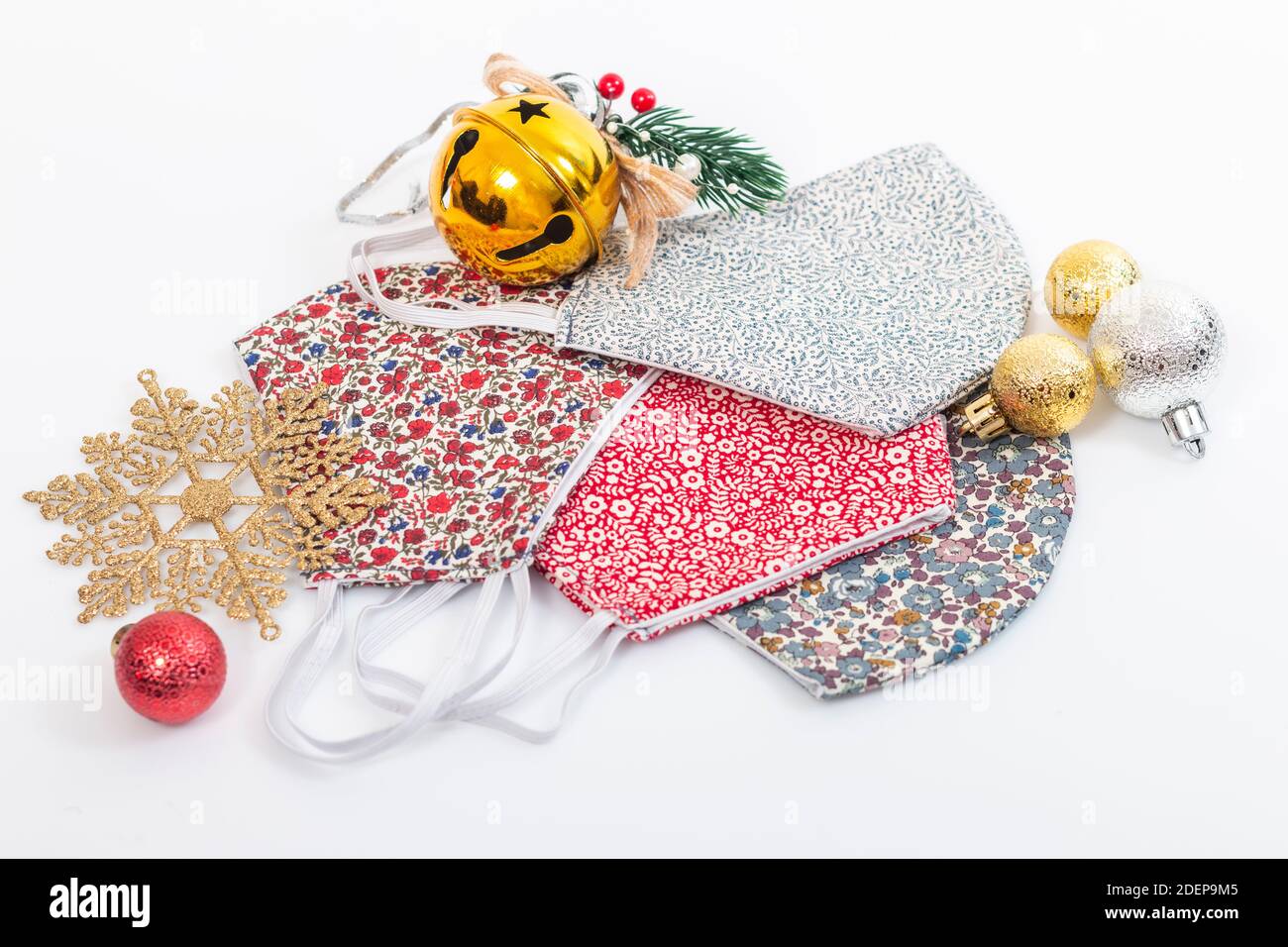 handmade colorful face masks isolated on a white background Stock Photo ...