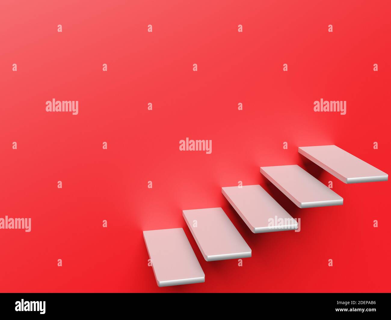 Abstract staircase. Stairs with steps on red background, business ...
