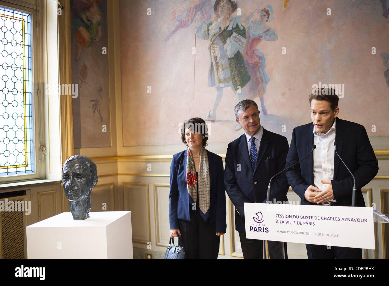 Nicolas Aznavour during the ceremony of transfer of a sculpture of the ...