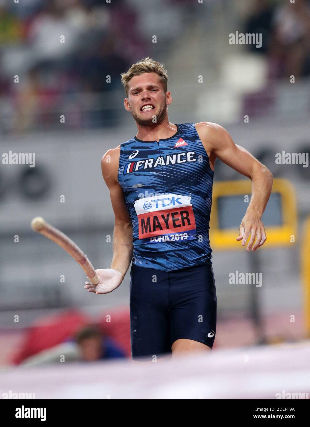 Kevin Mayer competes on Decathlon during the IAAF World Athletics ...