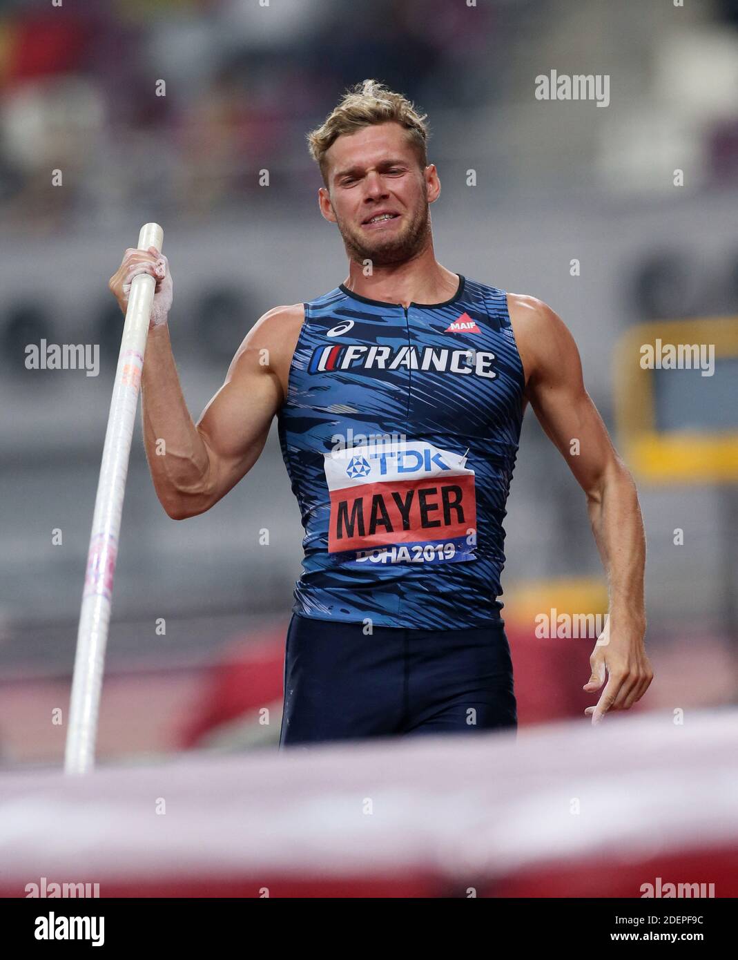Kevin Mayer competes on Decathlon during the IAAF World Athletics ...