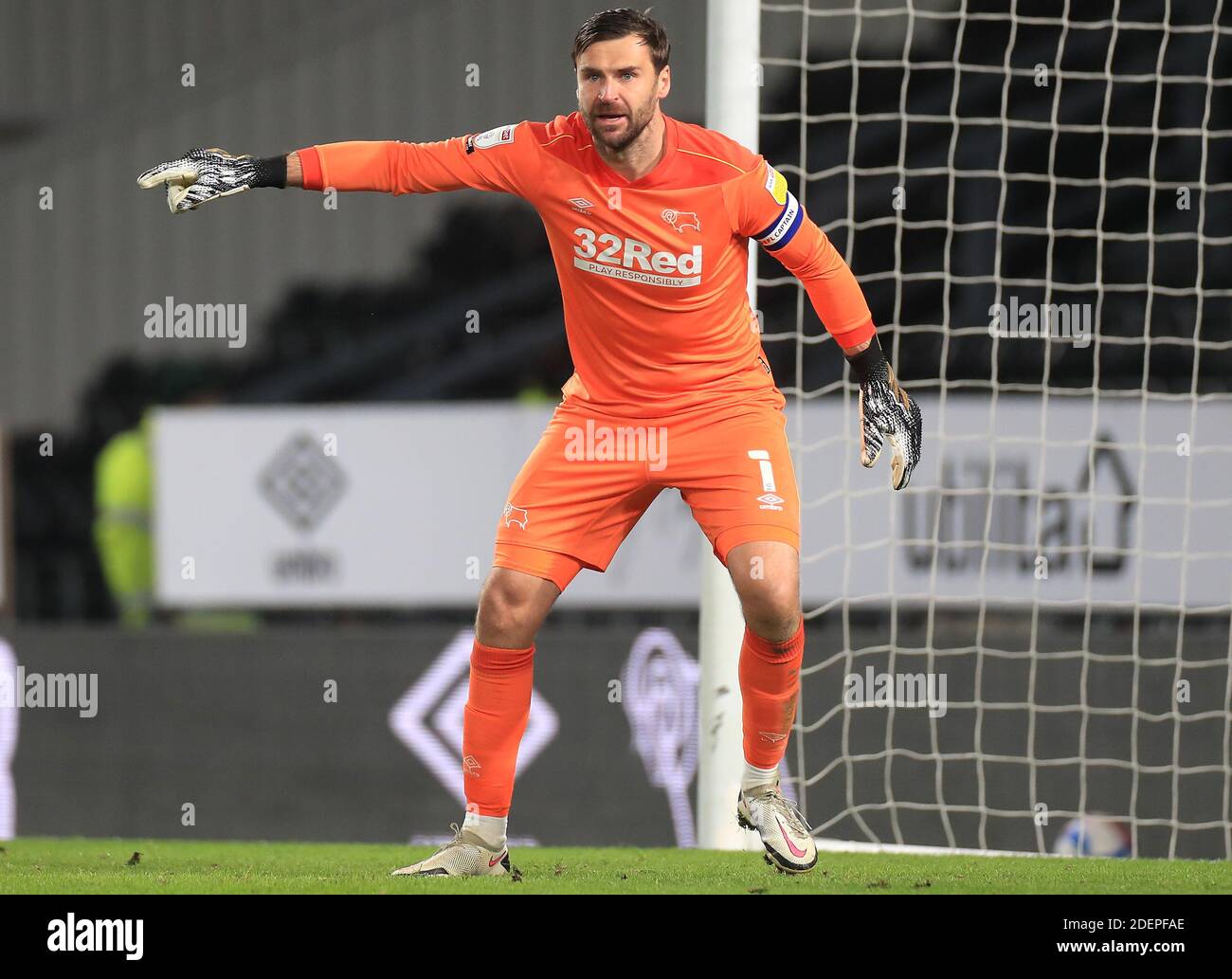 Derby County goalkeeper David Marshall in action during the Sky Bet ...