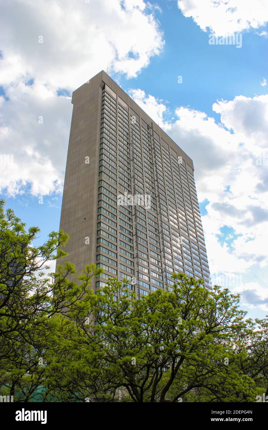 A tall office building with blue sky with clouds, Toronto, Ontario ...