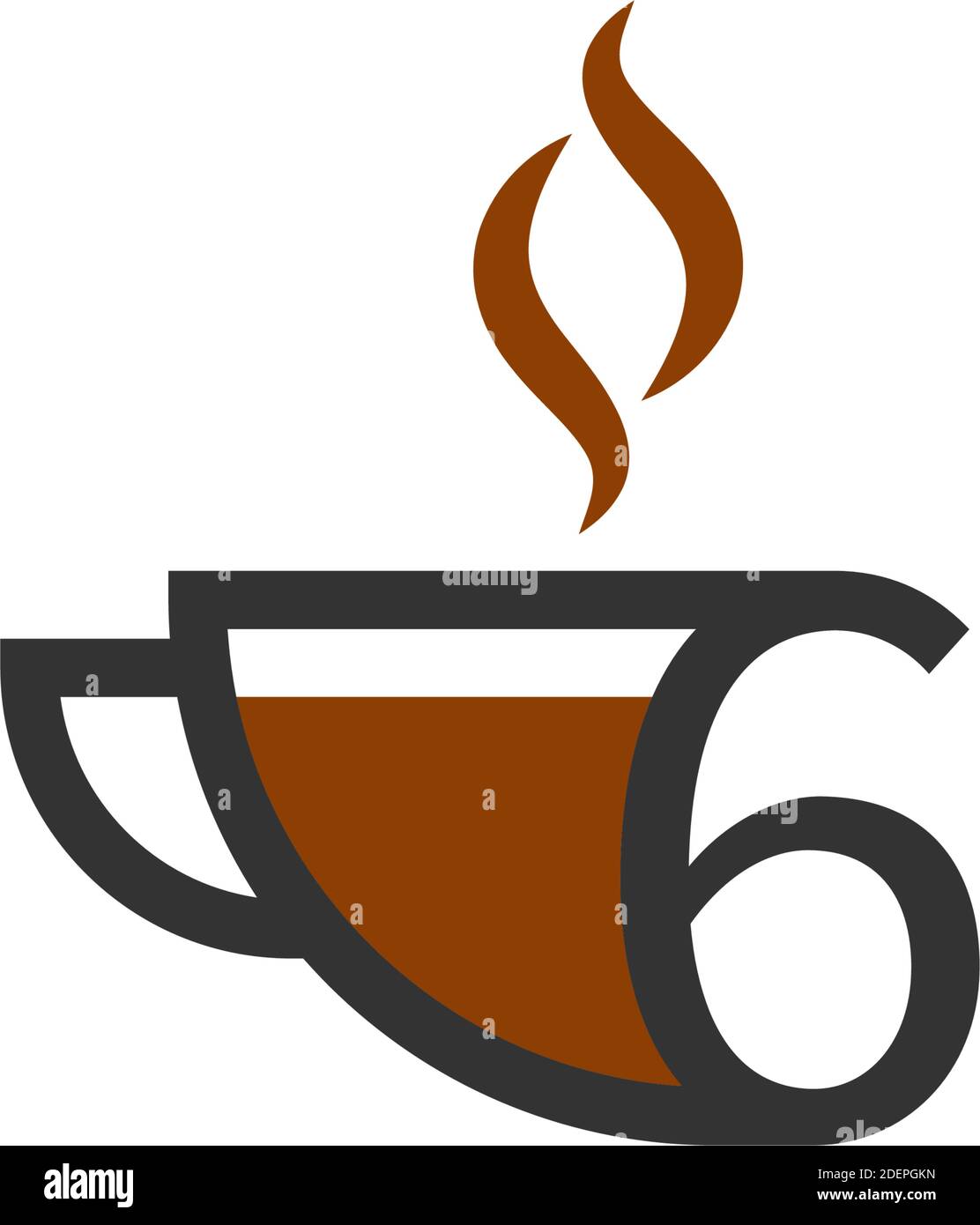 Coffee cup icon design number 6 logo concept template Stock Vector ...