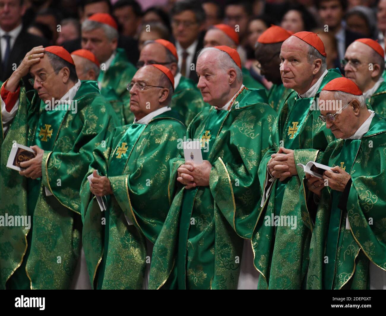 Cardinals stand as Pope Francis celebrates a mass for the opening of ...
