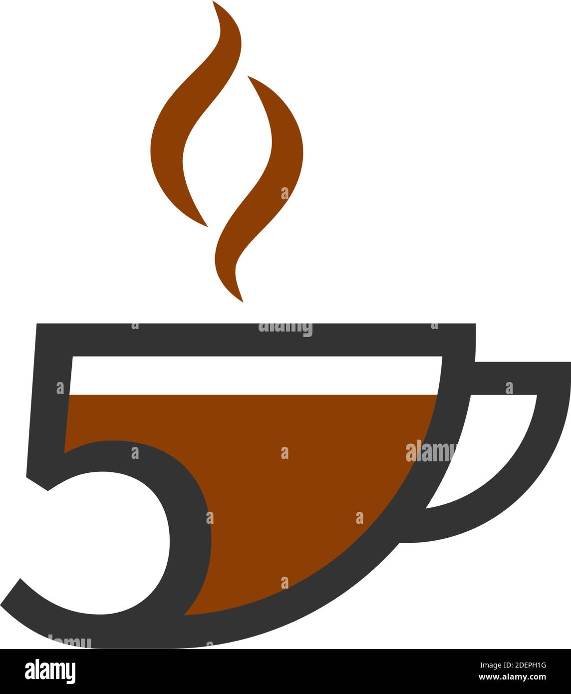 Coffee cup icon design number 5 logo concept template Stock Vector ...