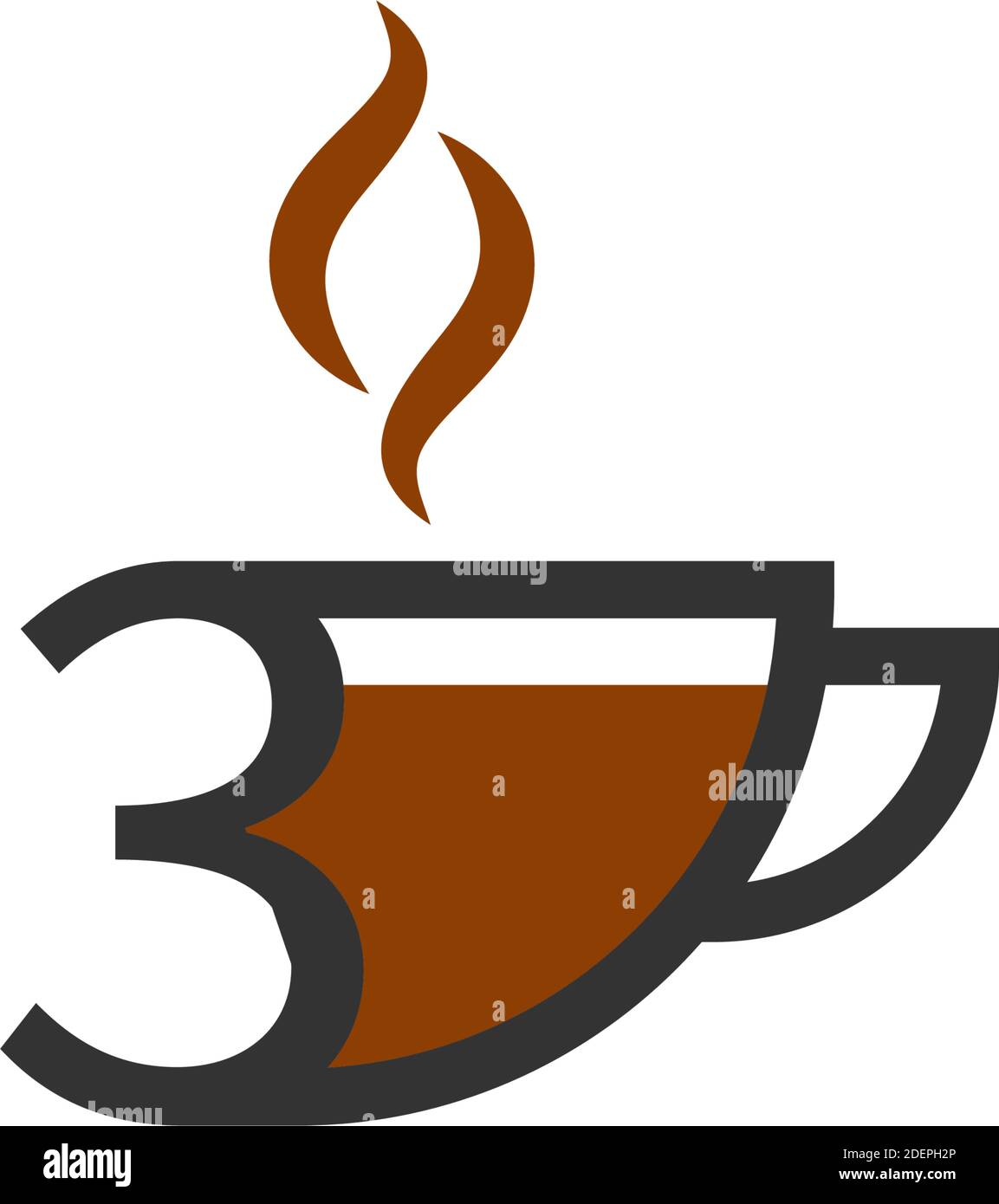 Coffee cup icon design number 3 logo concept template Stock Vector ...