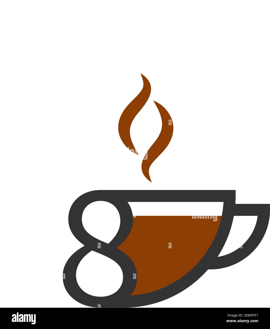 Coffee cup icon design number 8 logo concept template Stock Vector ...