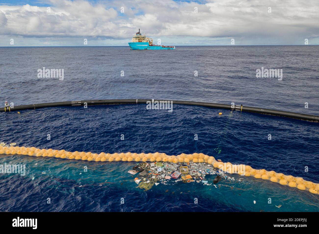 Editorial use only - Handout - The Ocean Cleanup system is successfully ...