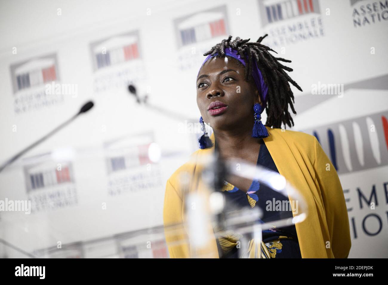 Daniele Obono during a press conference at the National Assembly in ...