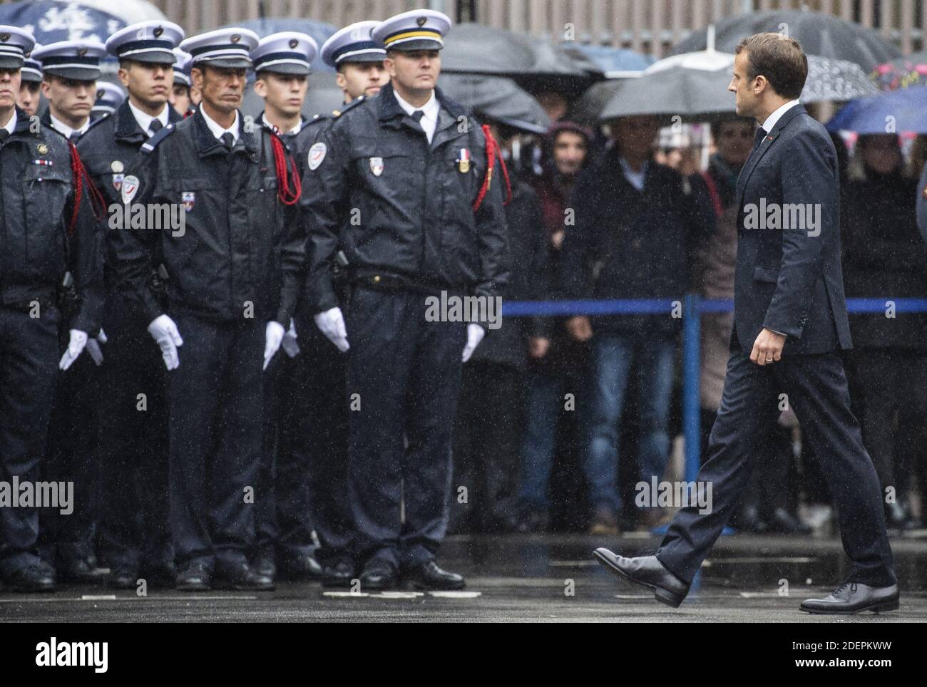 French President Emmanuel Macron during a ceremony at The Prefecture de ...