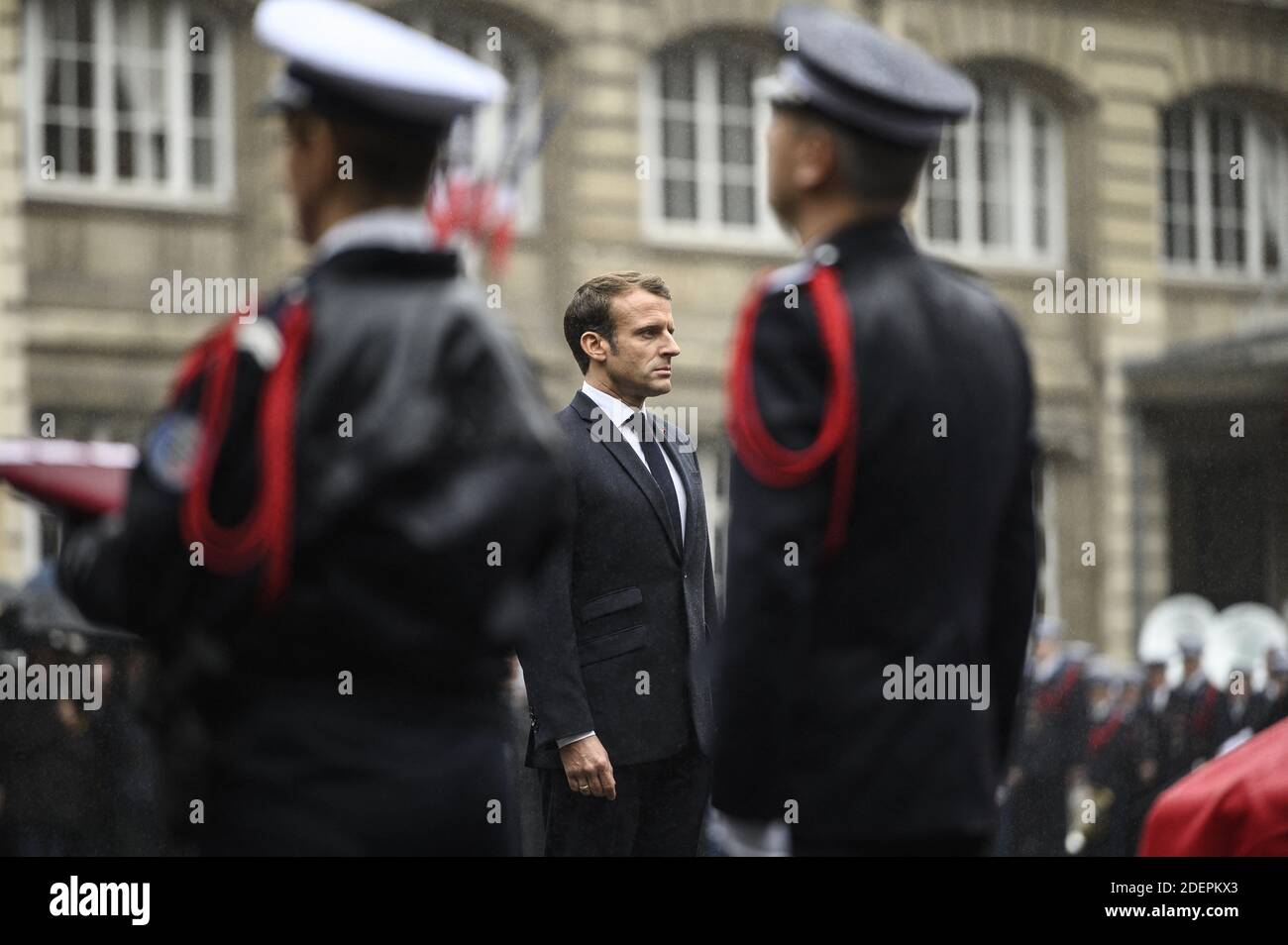 French President Emmanuel Macron during a ceremony at The Prefecture de ...