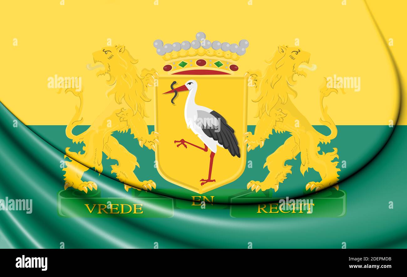 3D Flag of Hague (South Holland), Netherlands. 3D Illustration Stock ...