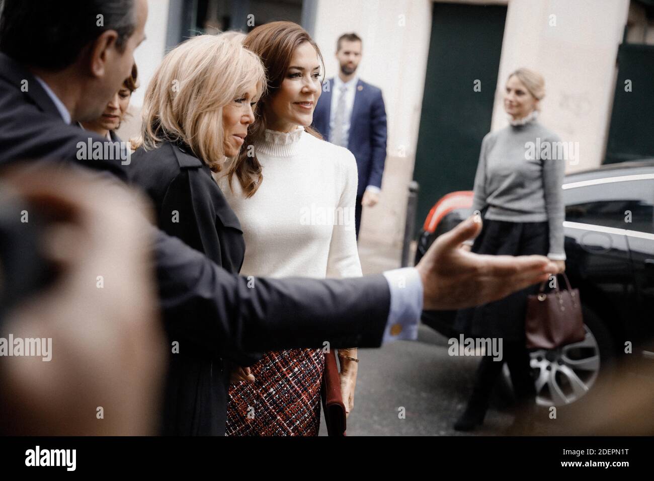 French first lady Brigitte Macron and Princess Mary Donaldson of ...