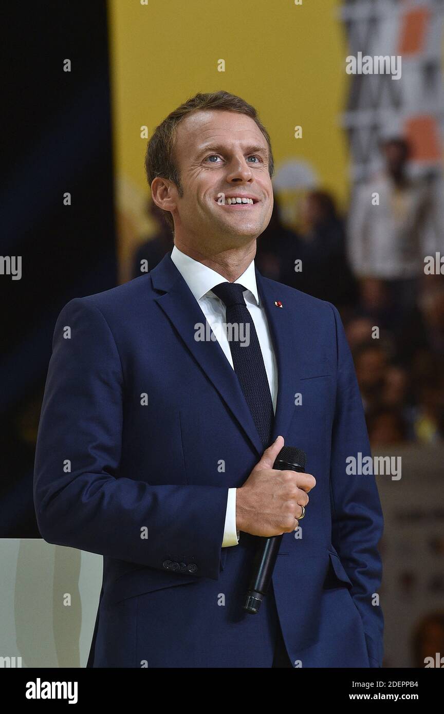French President Emmanuel Macron attends the annual conference hosted ...