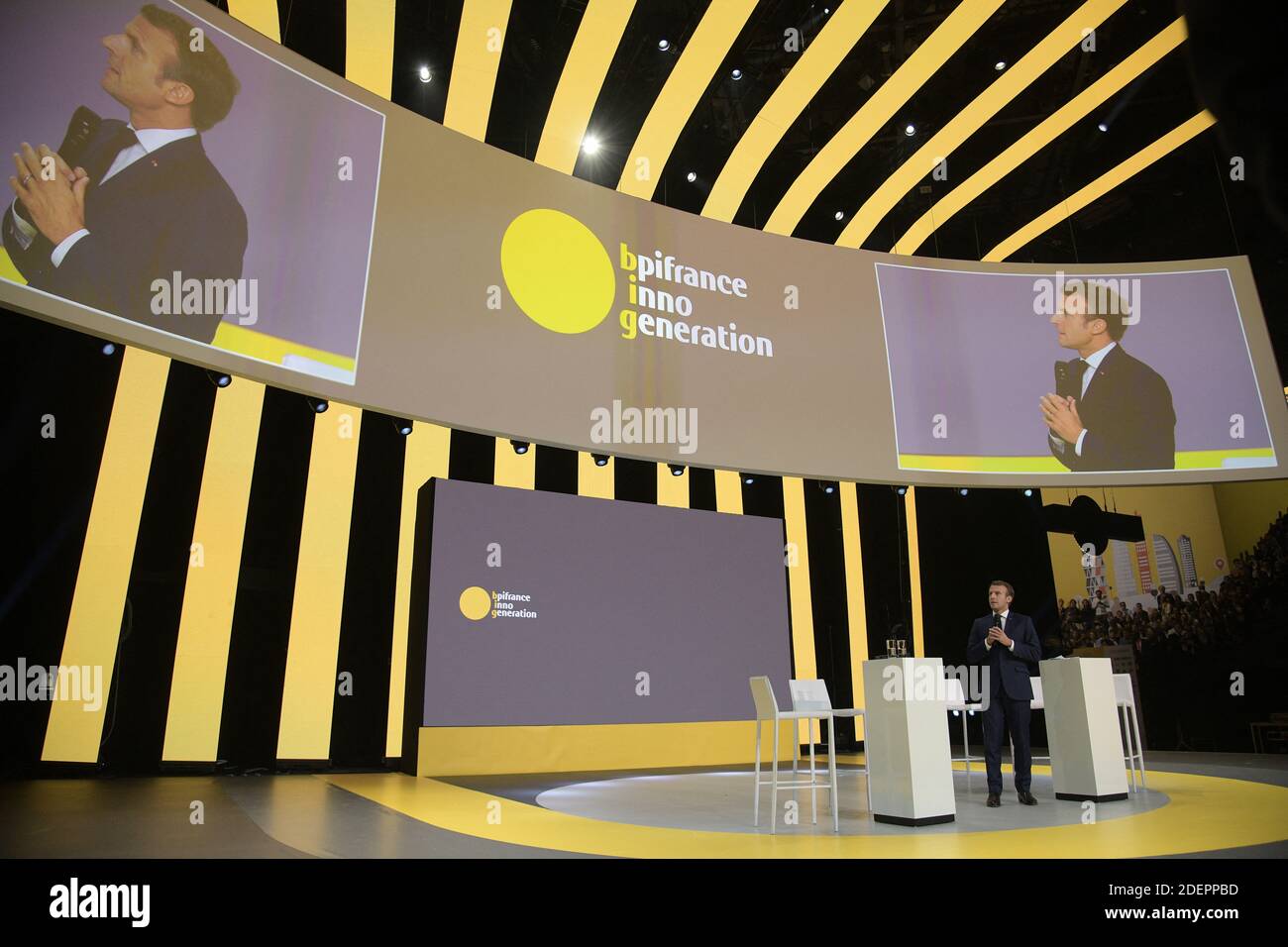 French President Emmanuel Macron attends the annual conference hosted ...
