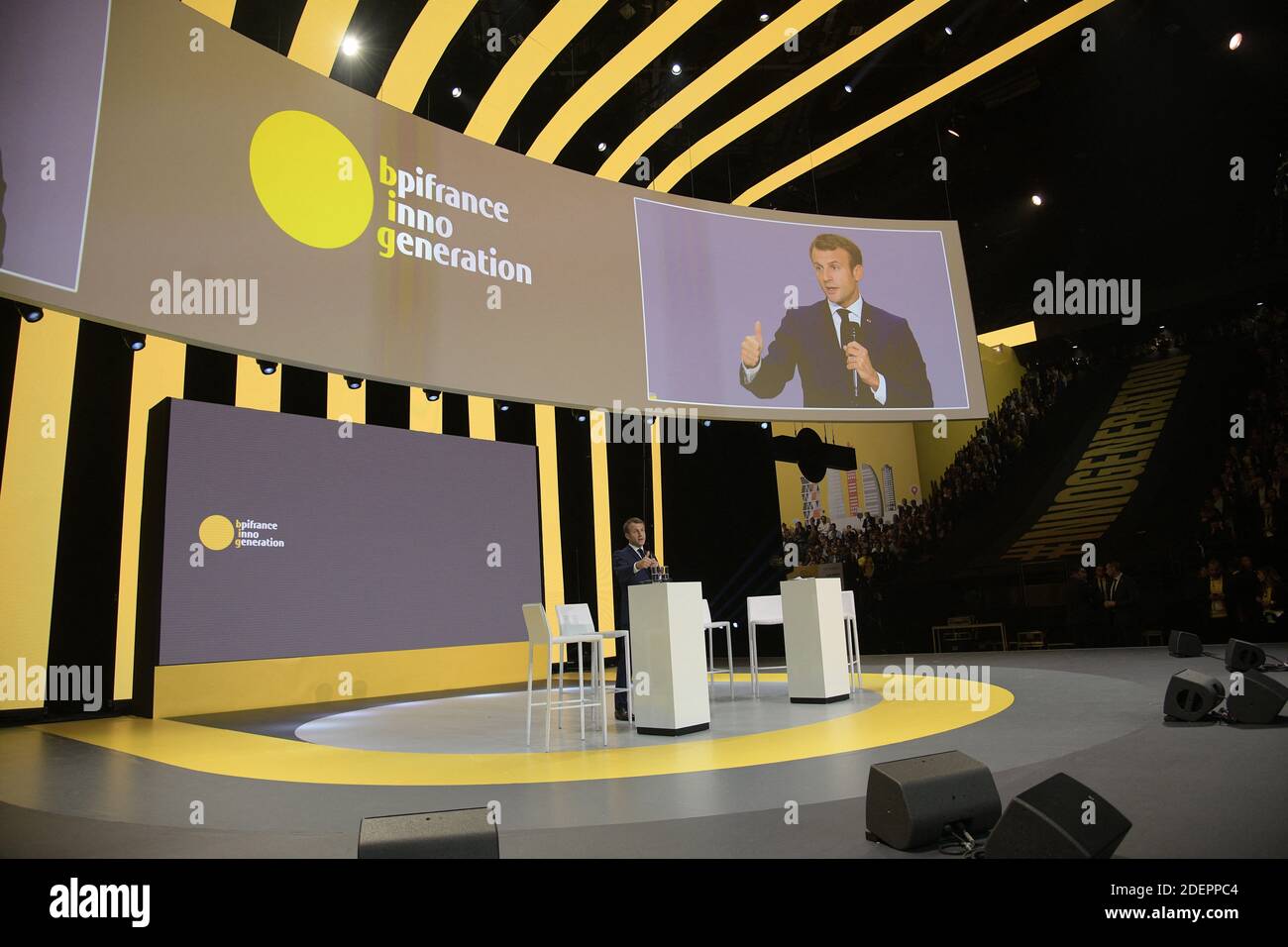 French President Emmanuel Macron attends the annual conference hosted ...