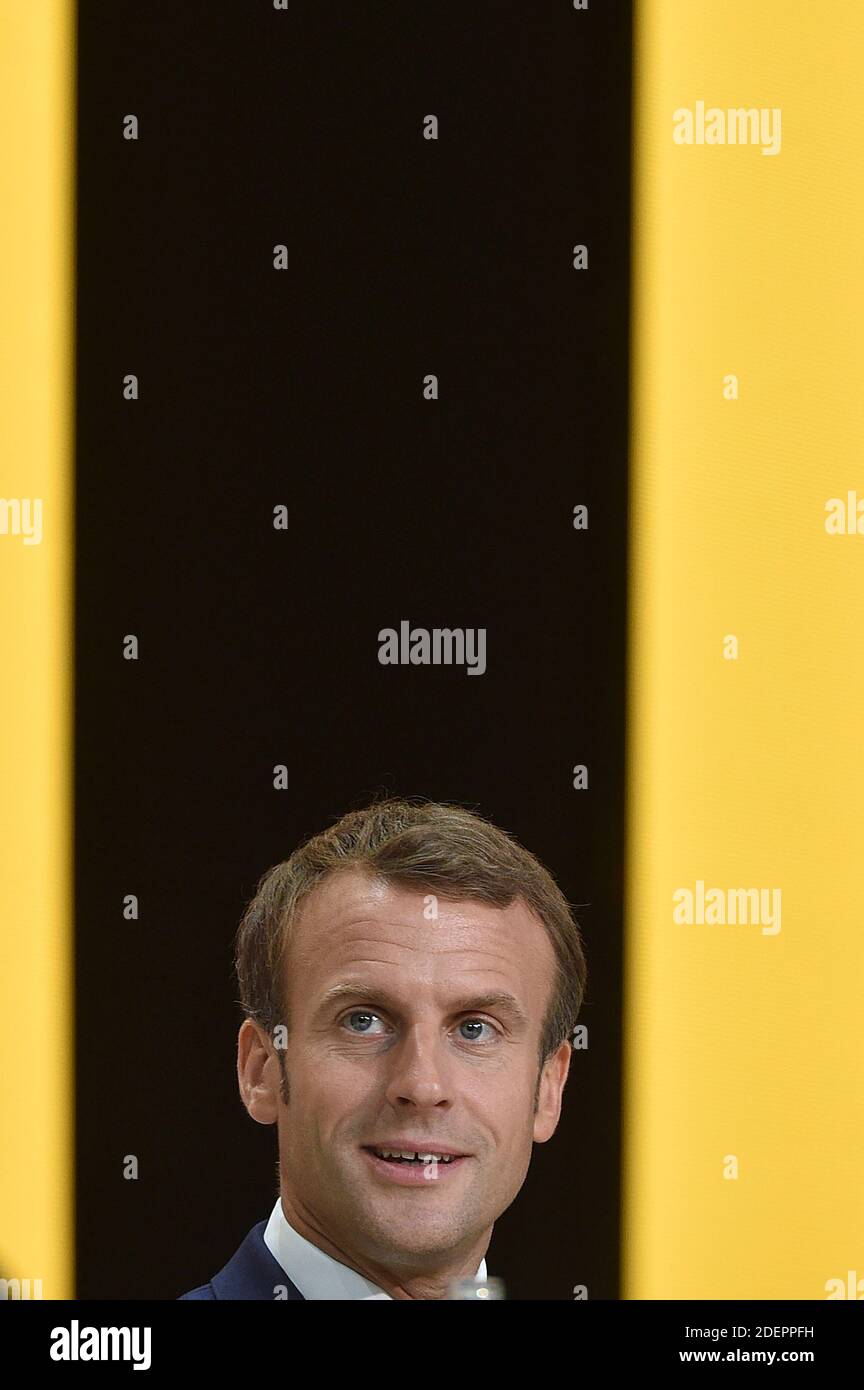 French President Emmanuel Macron attends the annual conference hosted ...