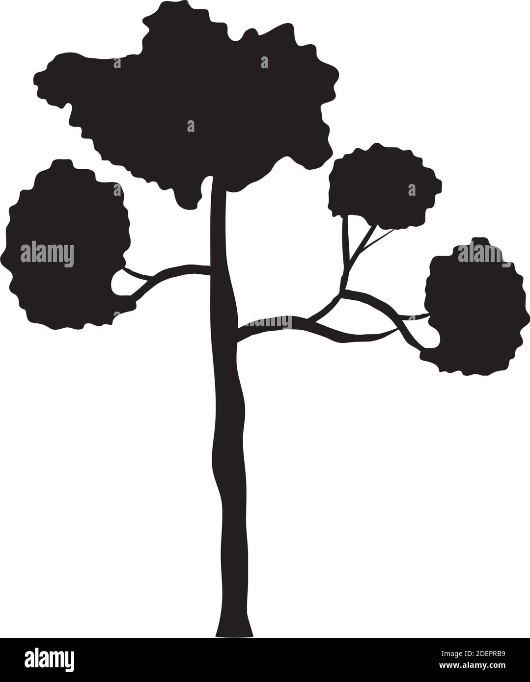 branched tree plant forest style silhouette icon Stock Vector Image ...