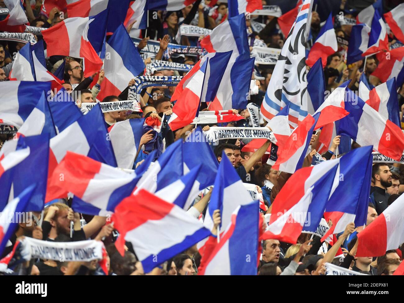 France's fans during the UEFA Euro 2020 qualifier France v Turkey ...
