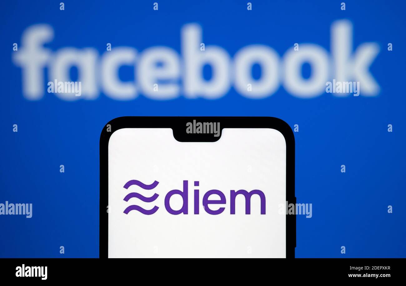 Stafford, United Kingdom - December 1 2020: Diem currency logo on the ...