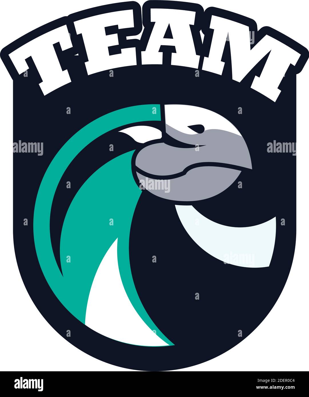 hawk head animal emblem icon with team lettering vector illustration ...