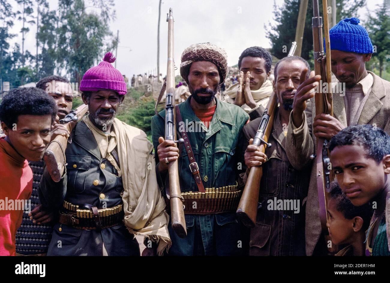Ethiopia, Debre Markos. 1976. Ethiopian peasant army mustering or ...