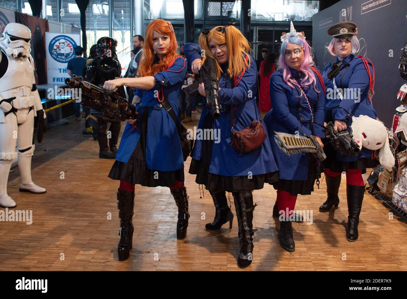 Cosplayers attending the Comic Con Paris 2019 at the Grande Halle de la ...