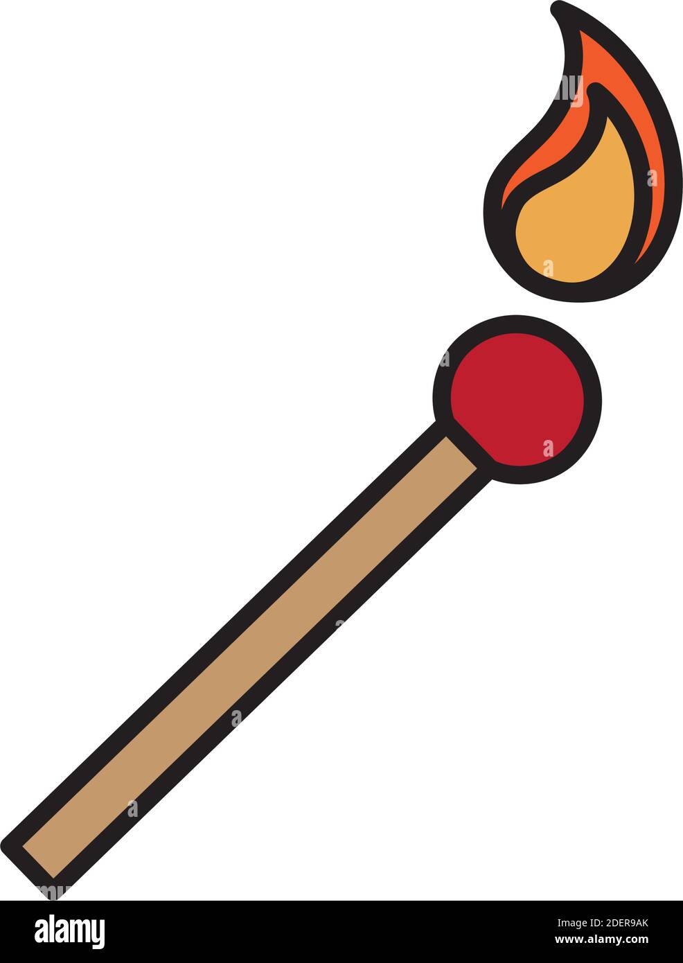 matchstick fire tool line and fill style icon Stock Vector Image & Art ...