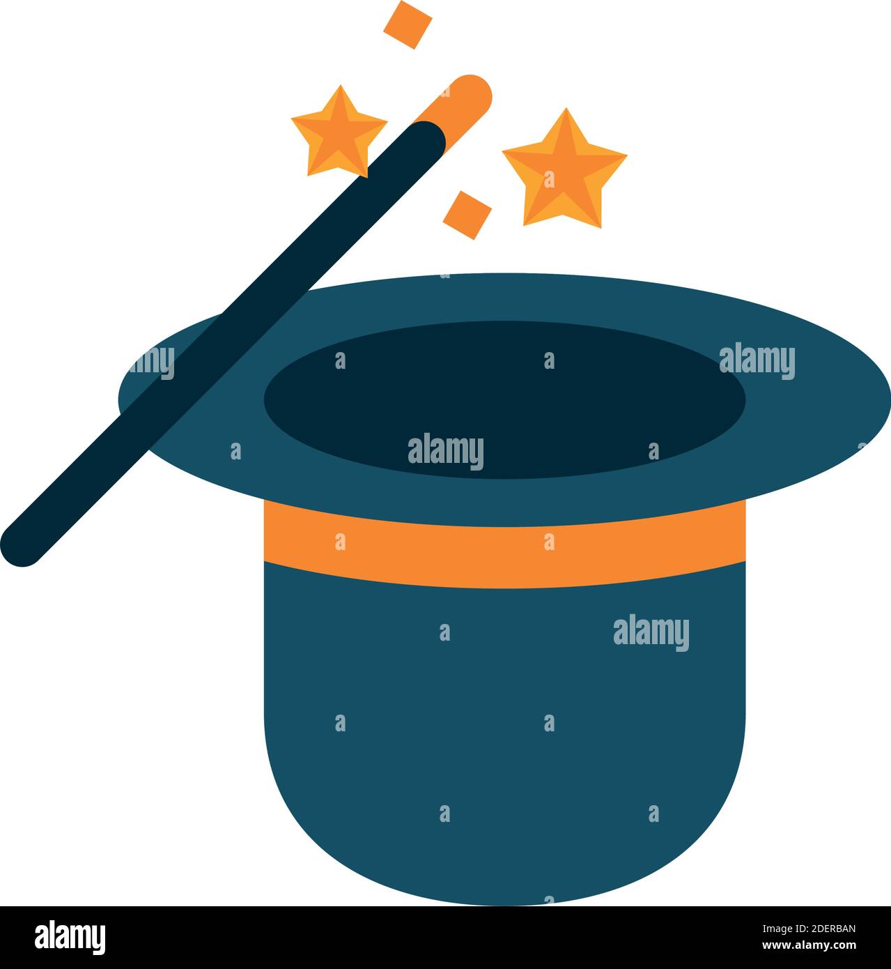 wizard hat and wand flat style icon vector illustration design Stock ...