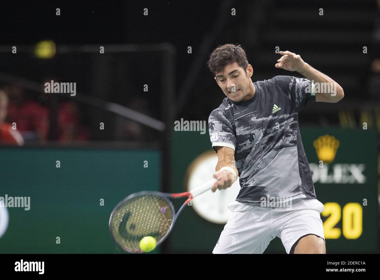 Christian GARIN (CHI) in action during the Rolex Paris Masters, Day 04 ...