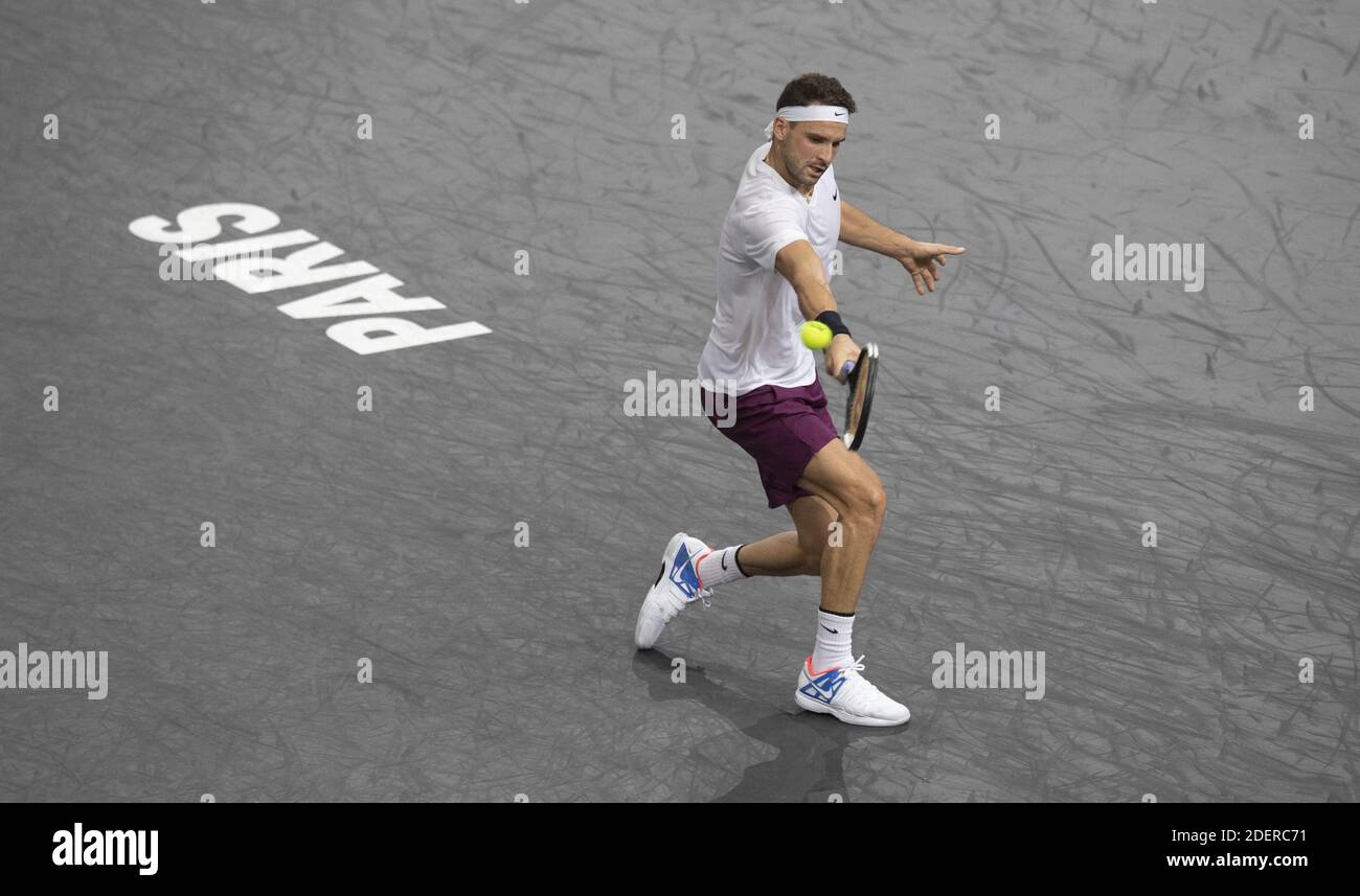 Grigor Dimitrov (BUL) during his match on day 4 of the Rolex Paris ...